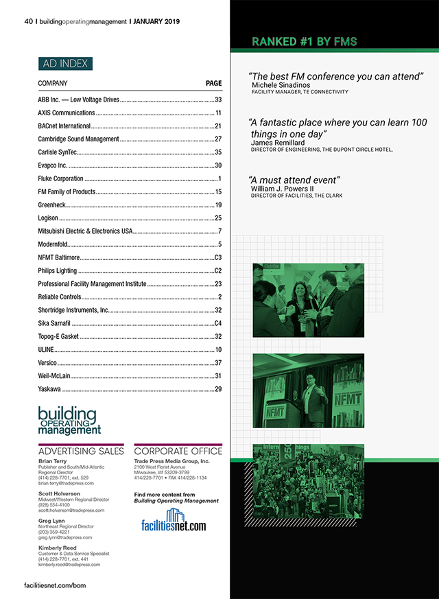 Building Operating Management Magazine Issue - January 2019